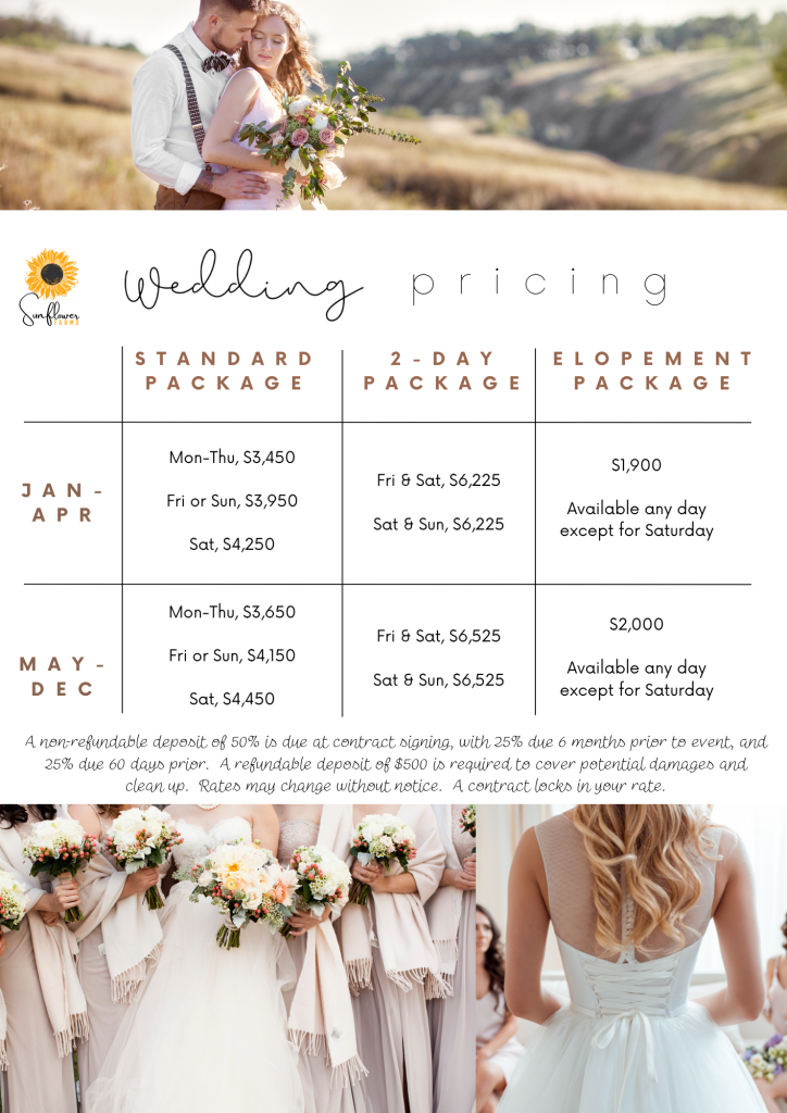 Wedding Packages and Pricing – Sunflower Farms Events